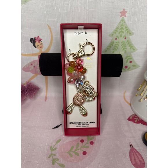 Piper | Accessories | Jeweled Teddy Bear With Balloons Bag Charm By ...